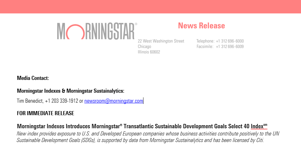 Morningstar Indexes Introduces Morningstar Transatlantic Sustainable ...